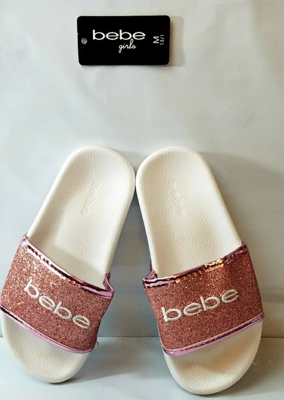 bebe | Shoes | Girls Glitter Texture Bebe Slides Sandals | Poshmark